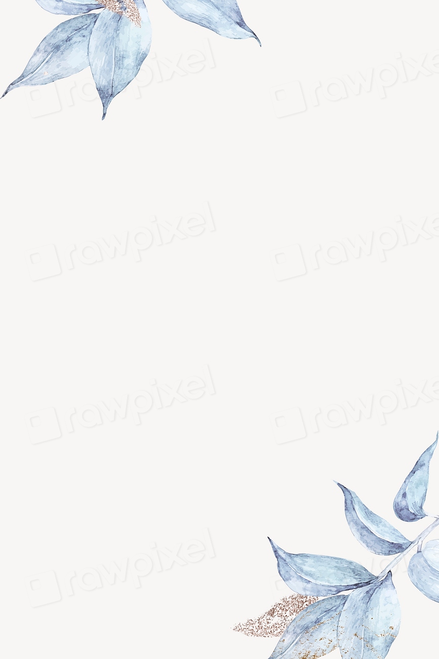 Blue leaf border background, aesthetic | Premium Vector - rawpixel