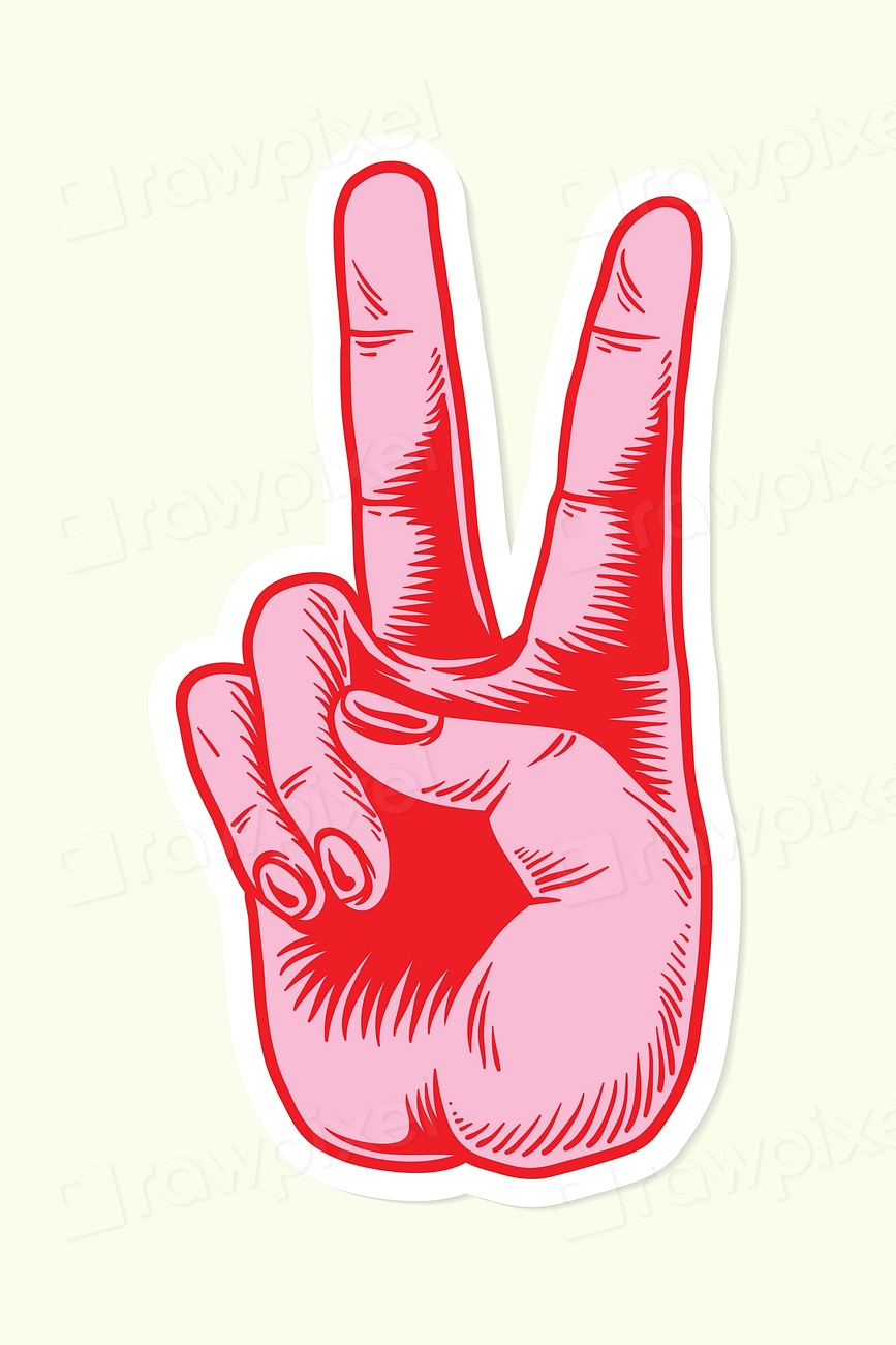 Red hand peace sign sticker | Premium Vector - rawpixel