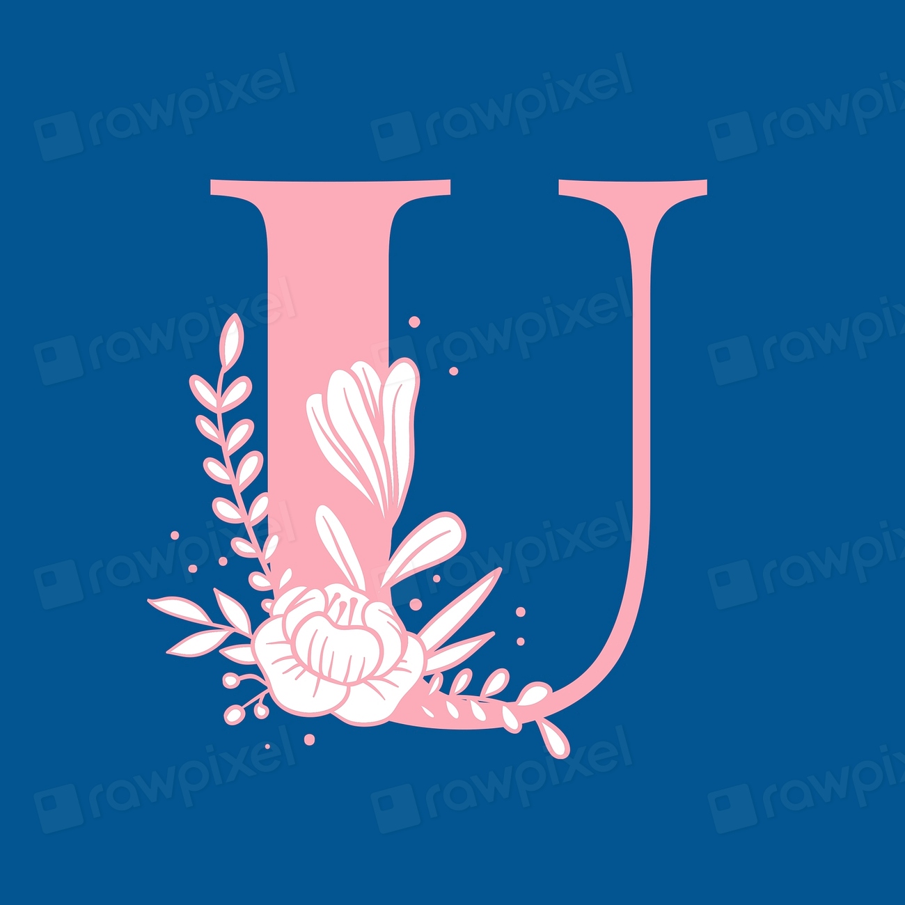 Letter U floral alphabet typography | Premium PSD - rawpixel