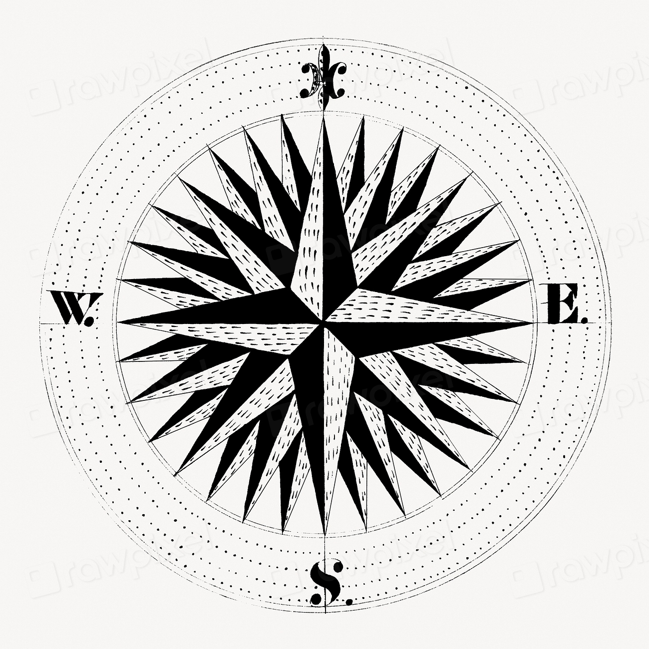 Vintage compass, black and white | Premium Photo Illustration - rawpixel