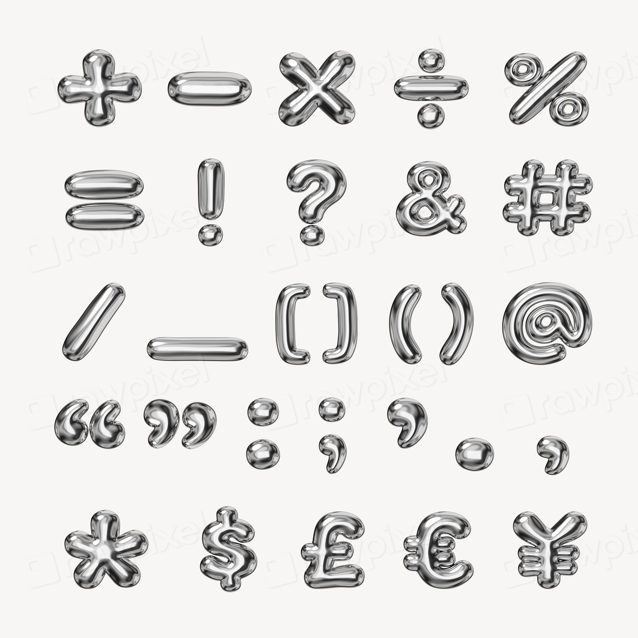 3D symbols metallic balloon design | Premium PSD - rawpixel