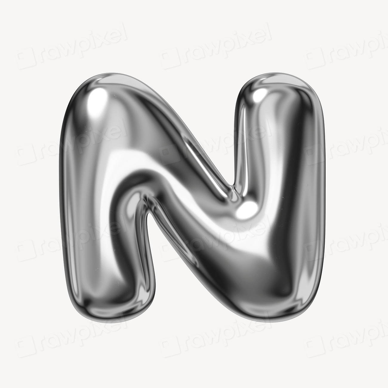 N alphabet, 3D chrome metallic | Premium PSD - rawpixel
