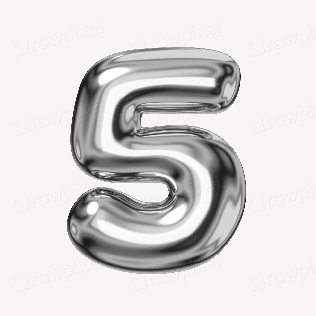5 number five, 3D chrome | Premium Photo - rawpixel