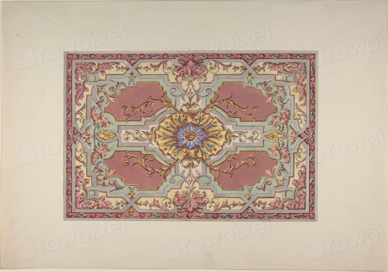 Design Painted Ceiling Strapwork and | Free Photo - rawpixel
