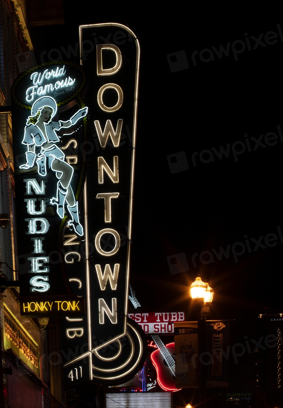 Neon sign Nudie's Honky Tonk, | Free Photo - rawpixel