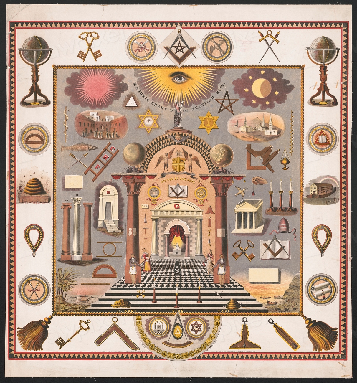 Masonic chart Scottish rite | Free Photo Illustration - rawpixel