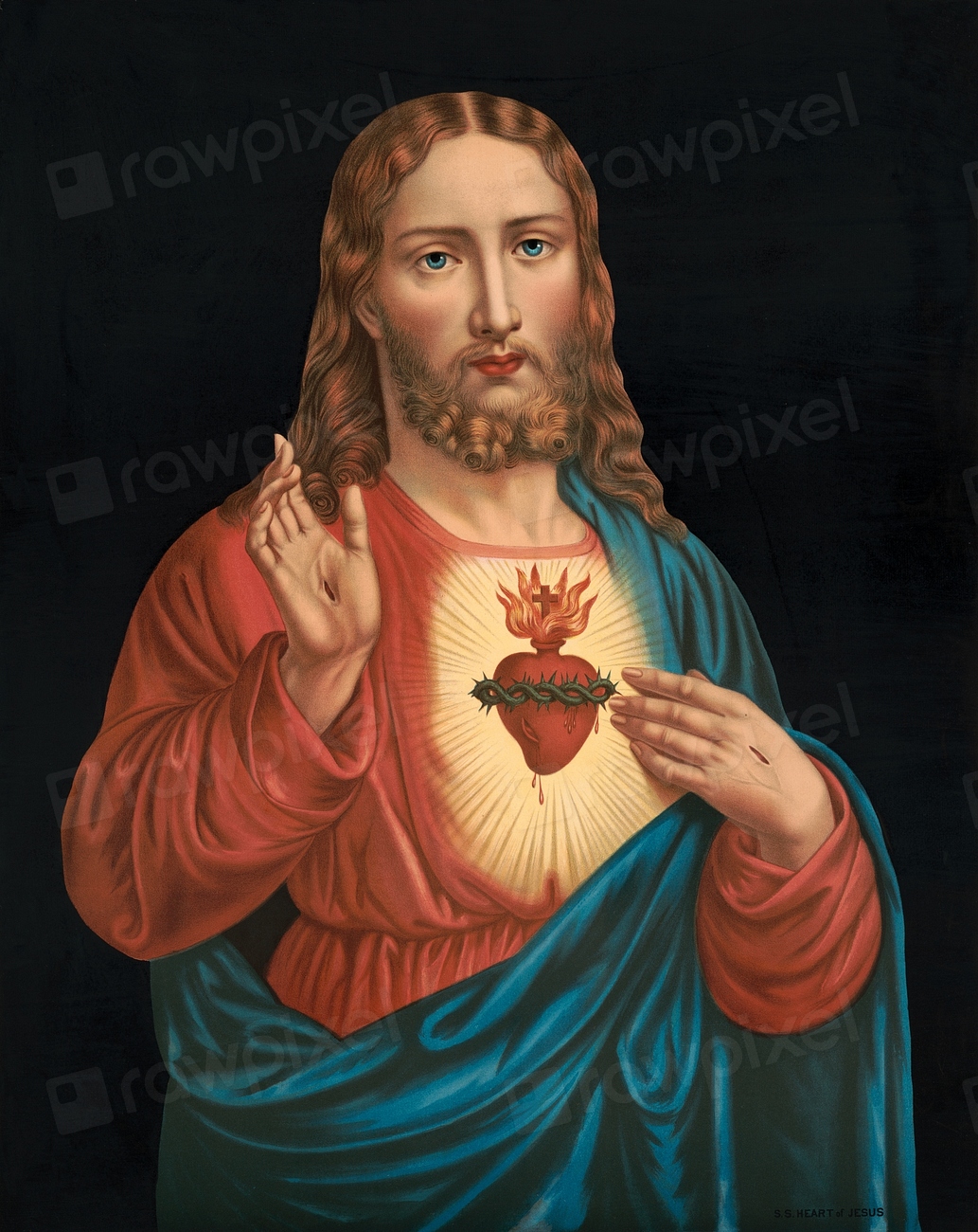 Heart Jesus, aesthetic chromolithograph. Original | Free Photo - rawpixel