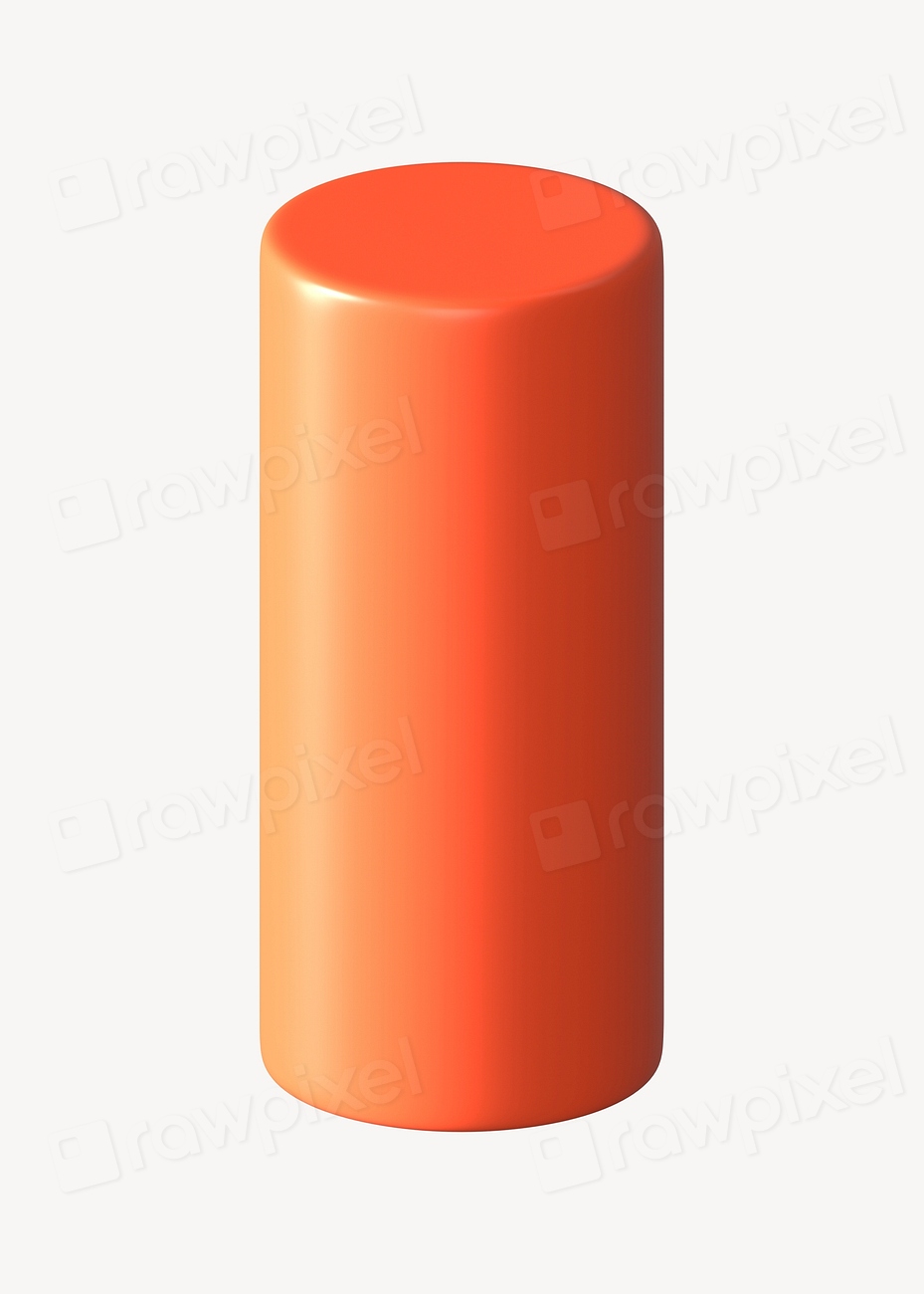 3D orange cylinder, geometric clipart | Premium PSD - rawpixel