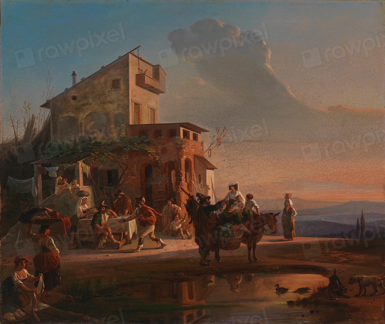 italian inn, 1846, Robert Wilhelm | Free Photo Illustration - rawpixel