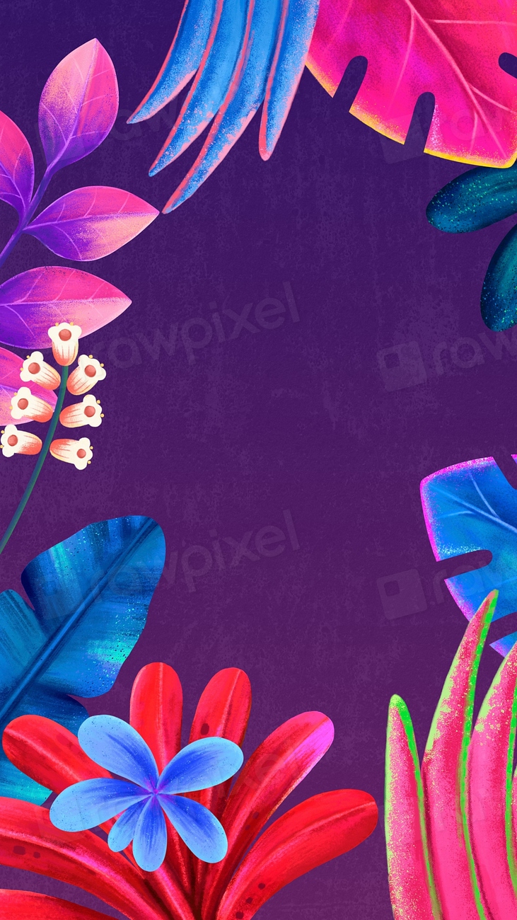 Colorful leaves frame iPhone wallpaper, | Premium Photo Illustration ...