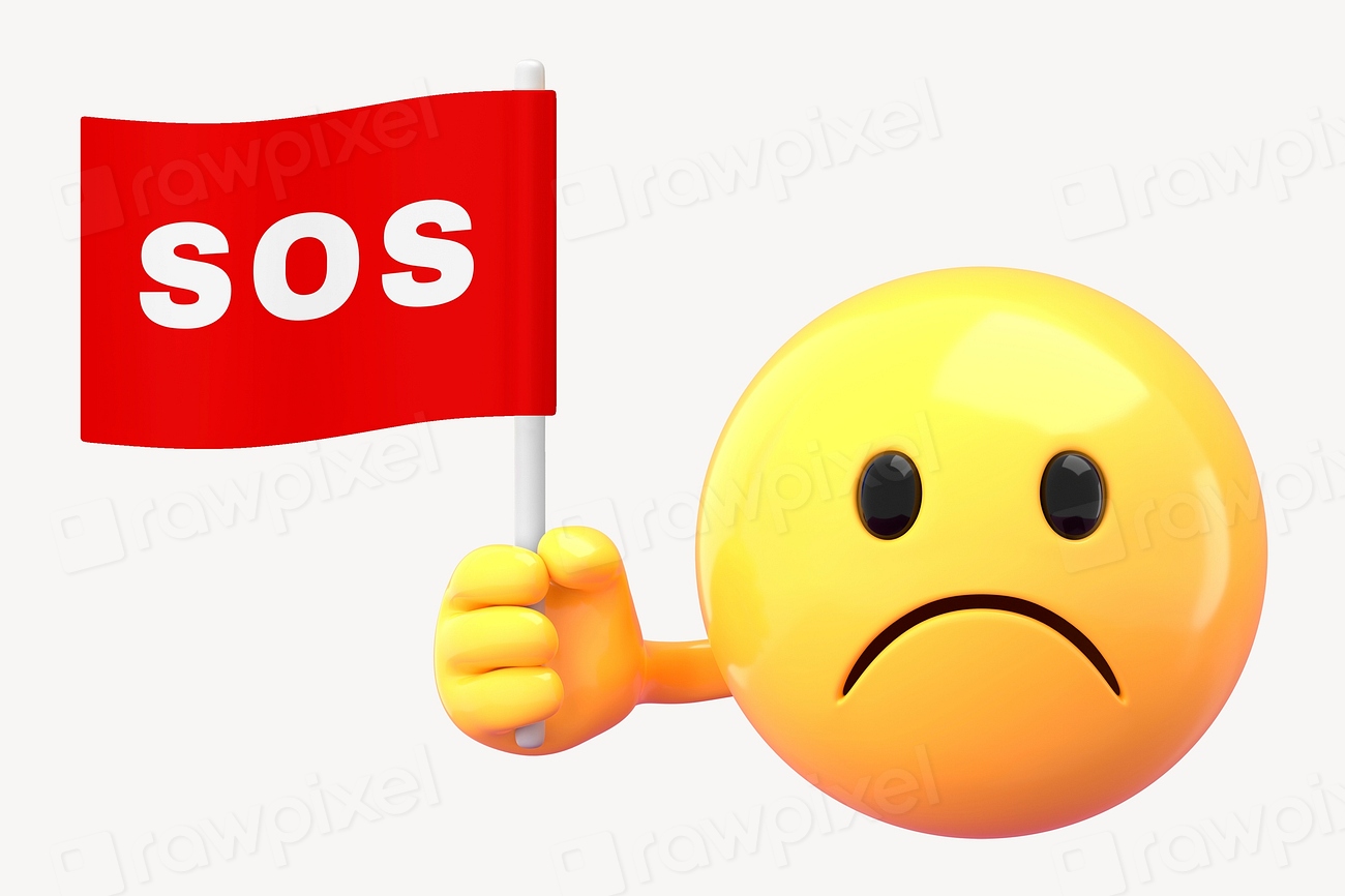 Emoji holding sos flag mockup, | Premium PSD Mockup - rawpixel