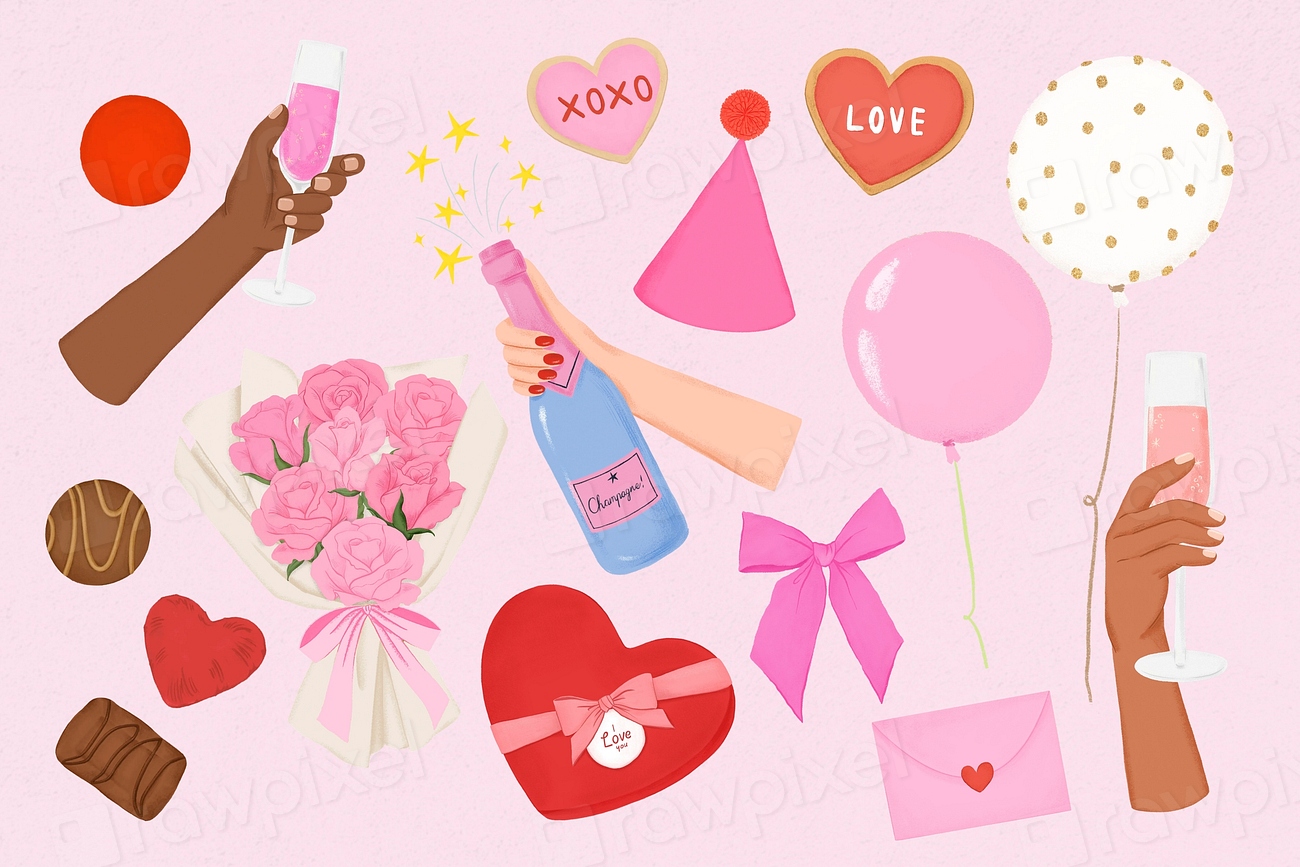 Cute Valentine's day clipart set | Premium PSD - rawpixel