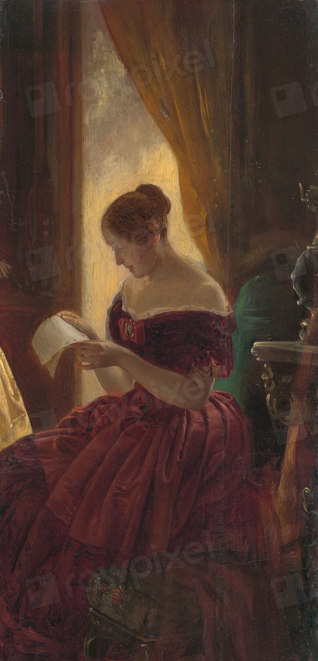 Lady reading letter, József Borsos | Free Photo Illustration - rawpixel