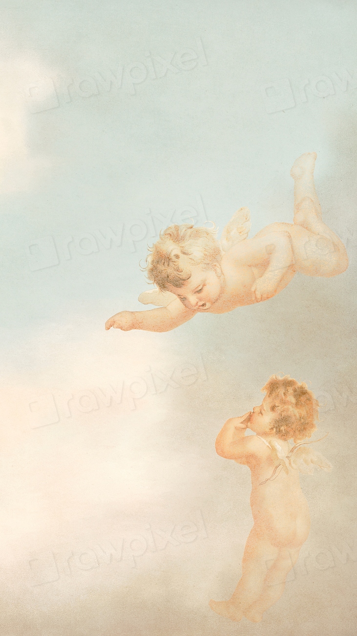Vintage cherubs mobile wallpaper, aesthetic | Premium Photo ...