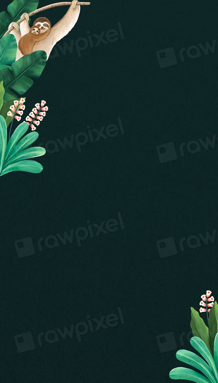 Wild sloth border iPhone wallpaper, | Free Photo - rawpixel