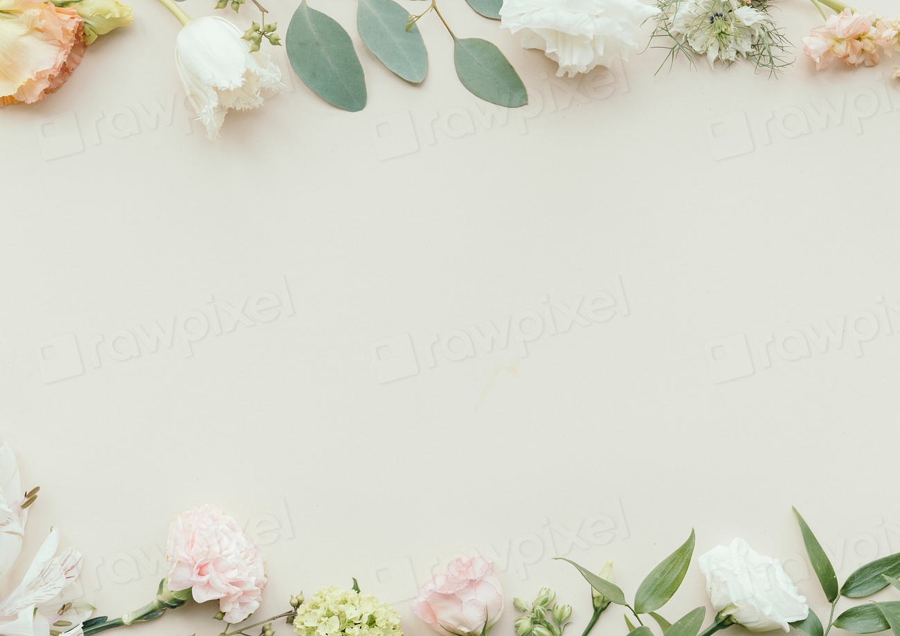 Beige flower border background | Premium Photo - rawpixel