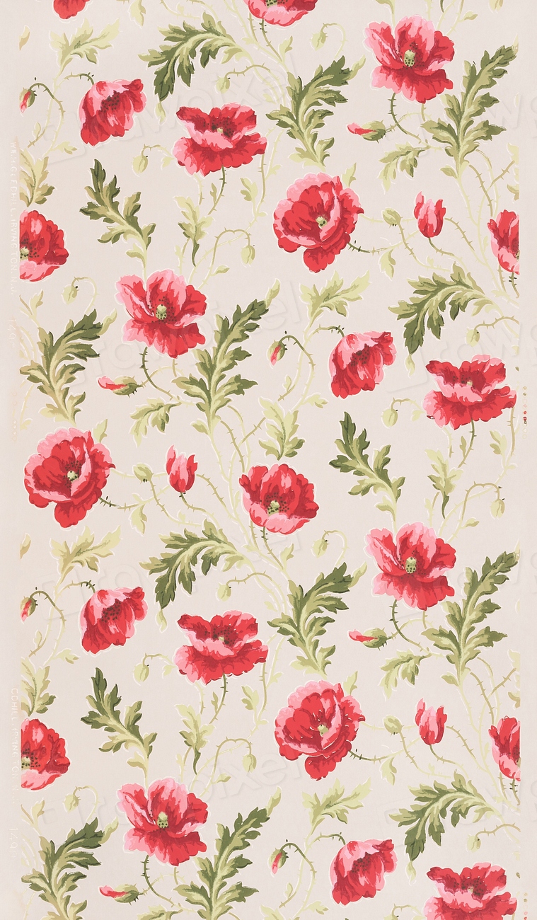 Pink flower pattern (1905–1915) vintage | Free Photo Illustration ...