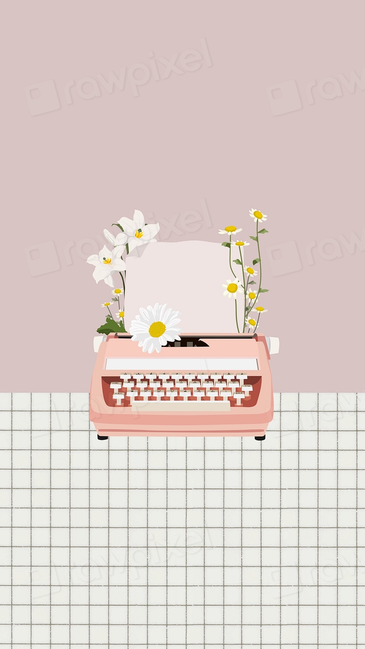 Floral typewriter aesthetic mobile wallpaper | Premium Photo ...
