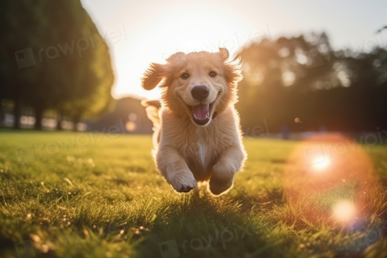 Golden Retriever puppy running park | Free Photo - rawpixel