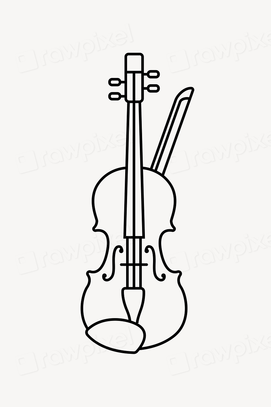Violin line art collage element | Free Photo Illustration - rawpixel