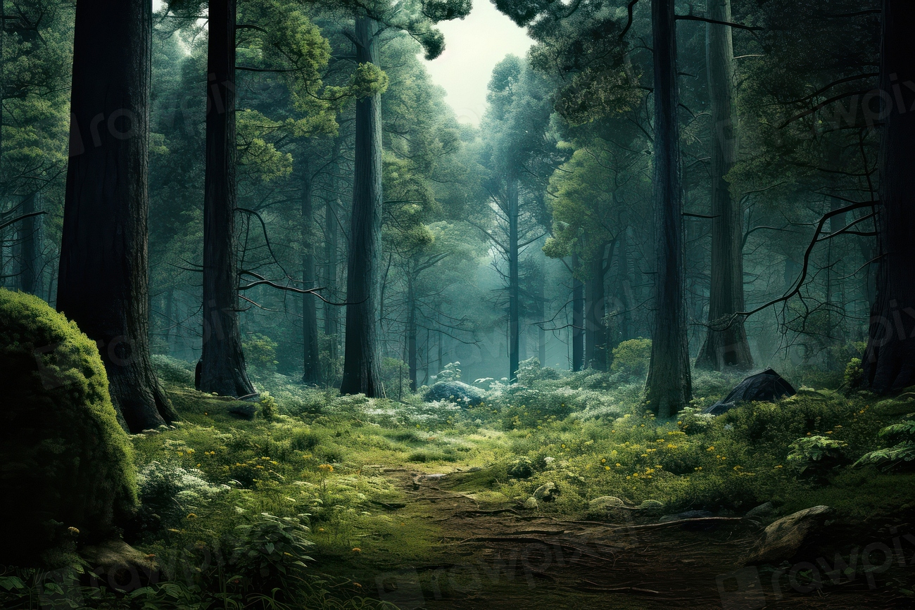 Forest landscape woodland outdoors. AI | Premium Photo Illustration ...