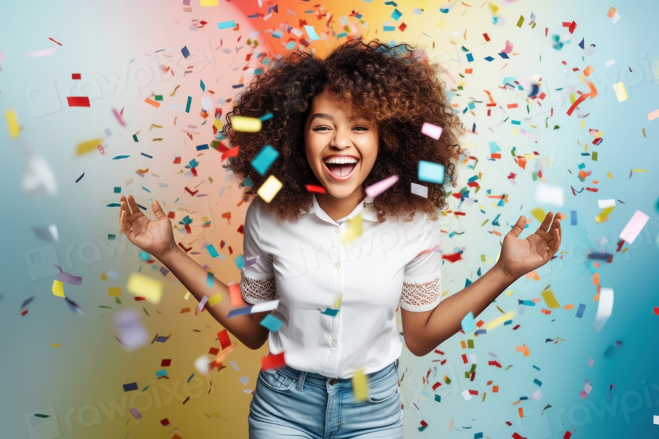 Cheerful confetti smile happy. | Premium Photo - rawpixel