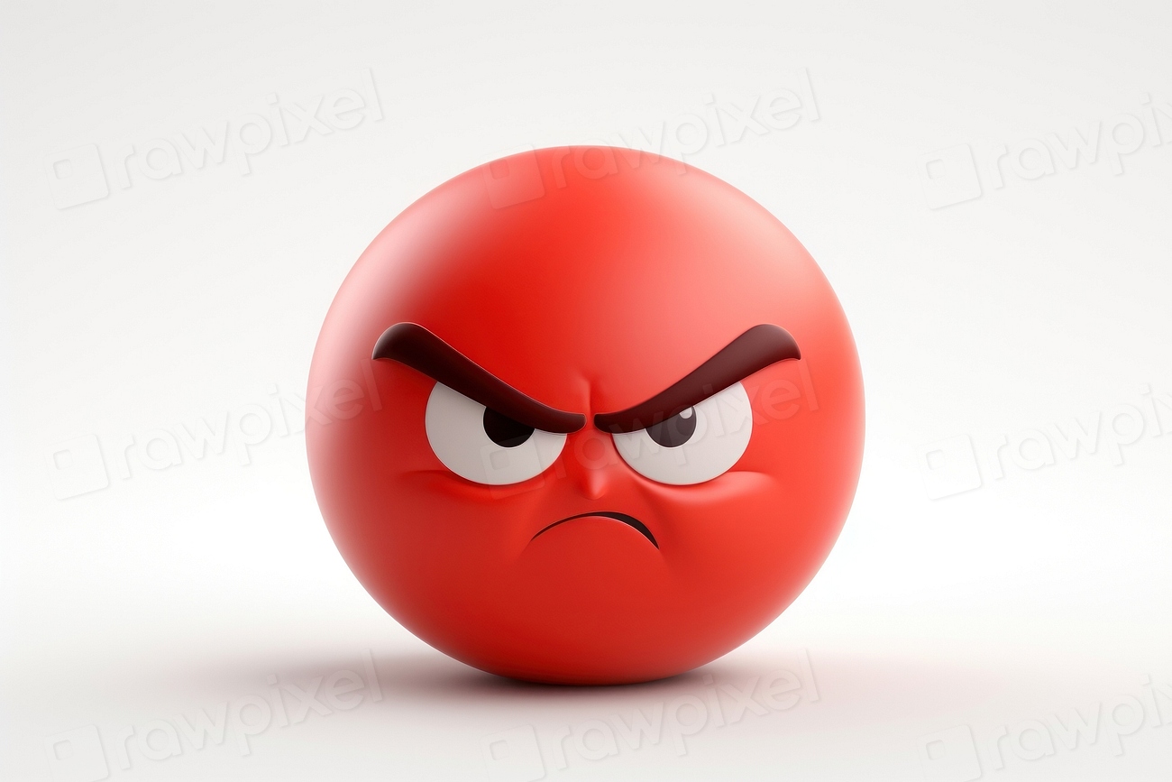 Icon angry face ball anthropomorphic | Premium Photo Illustration ...