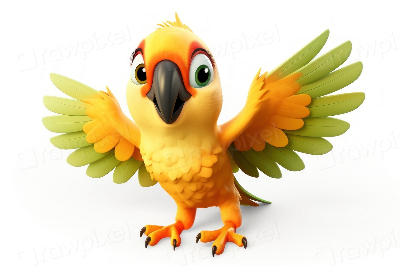 Sun conure cartoon animal parrot. | Premium Photo Illustration - rawpixel