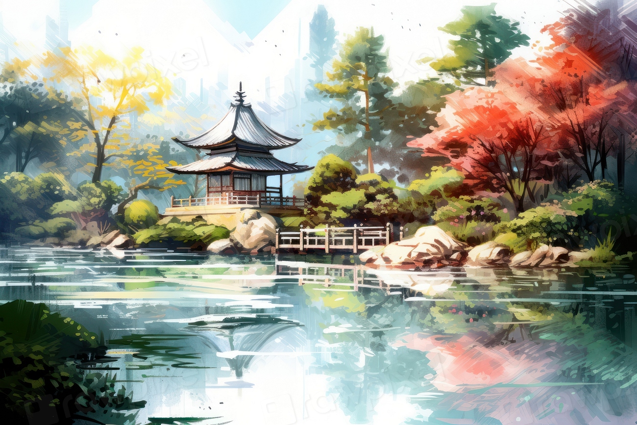 Architecture building outdoors painting. AI | Free Photo Illustration ...