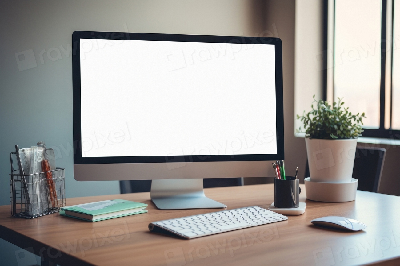 Desk computer screen table. | Free Photo - rawpixel