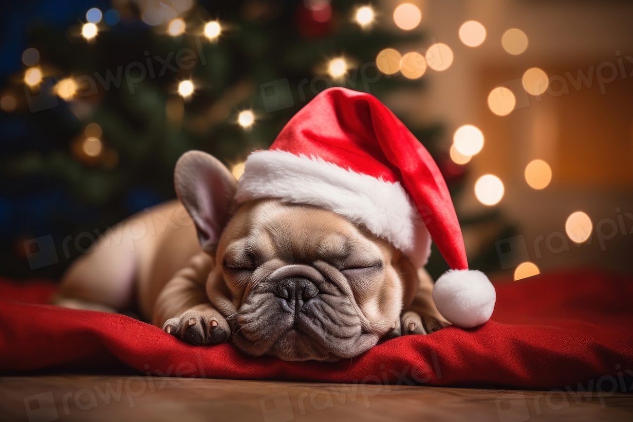 French bulldog christmas sleeping mammal. | Free Photo - rawpixel