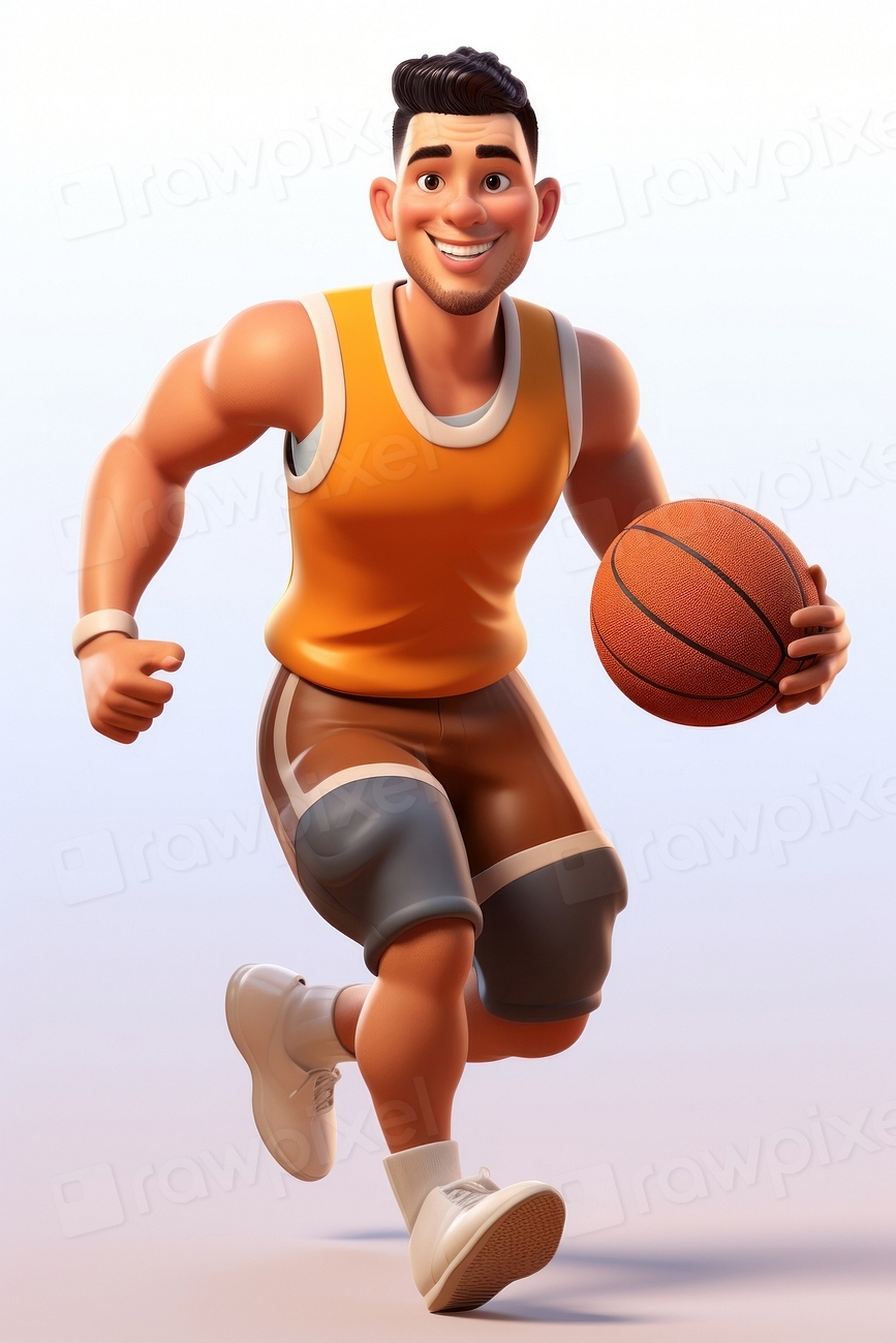 Basketball cartoon sports playing basketball. | Free Photo Illustration ...