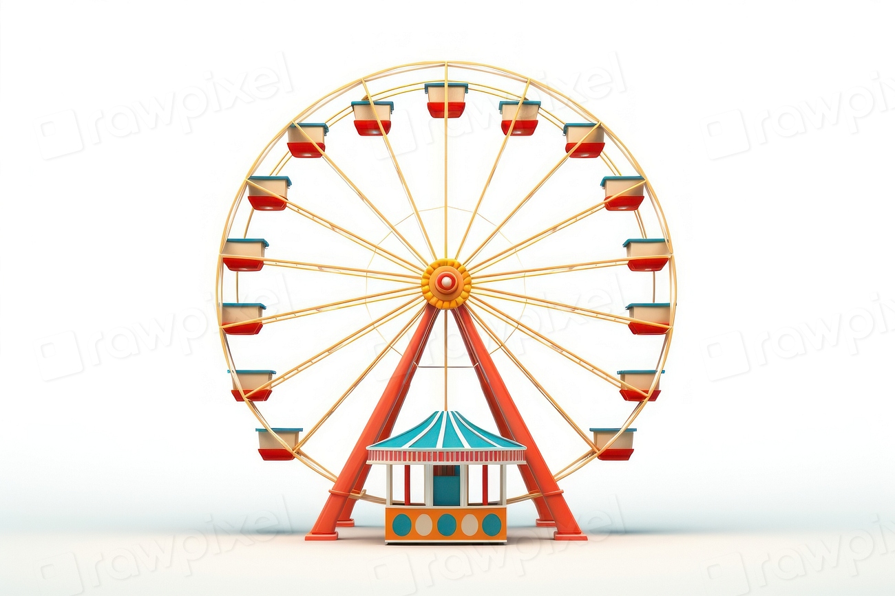 Wheel fun white background merry-go-round. | Premium Photo Illustration ...