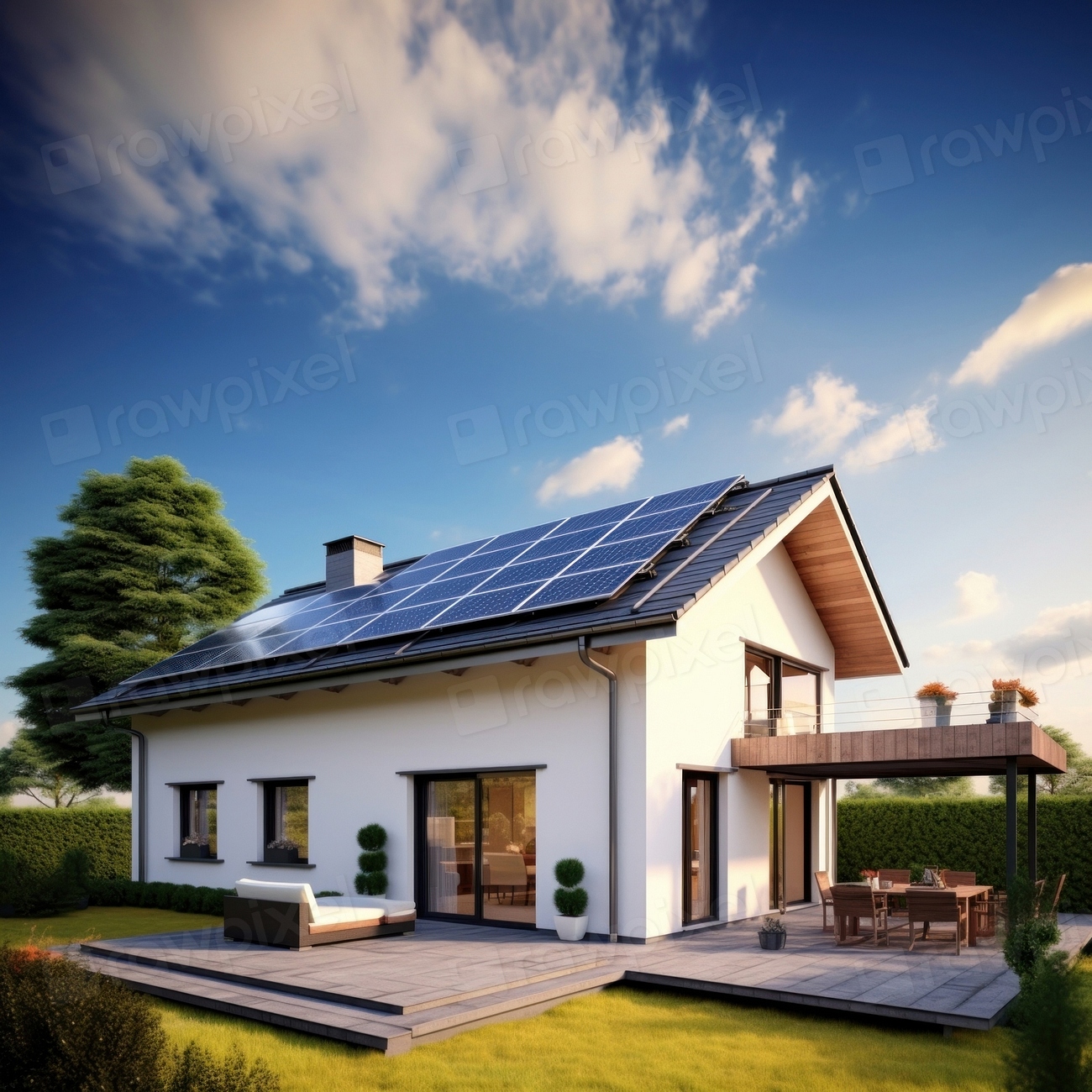 Solar panels real estate house | Free Photo - rawpixel