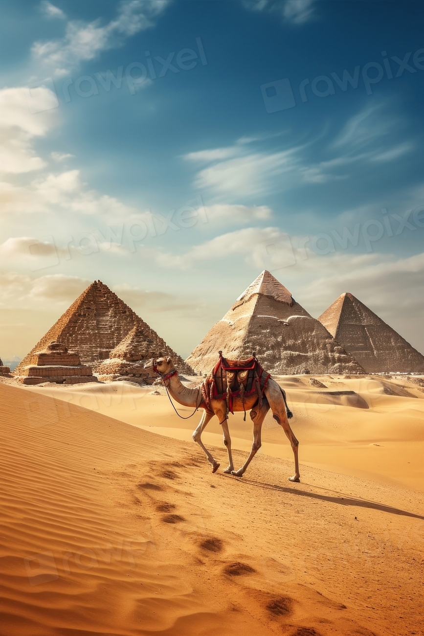 Pyramid architecture landscape camel. | Premium Photo - rawpixel