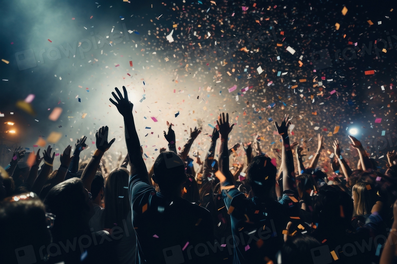 Confetti concert crowd illuminated. AI | Premium Photo - rawpixel