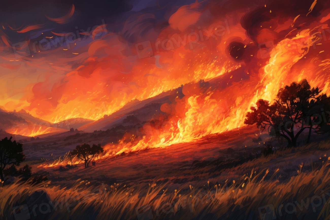 Wildfire wildfire mountain outdoors. | Premium Photo Illustration ...