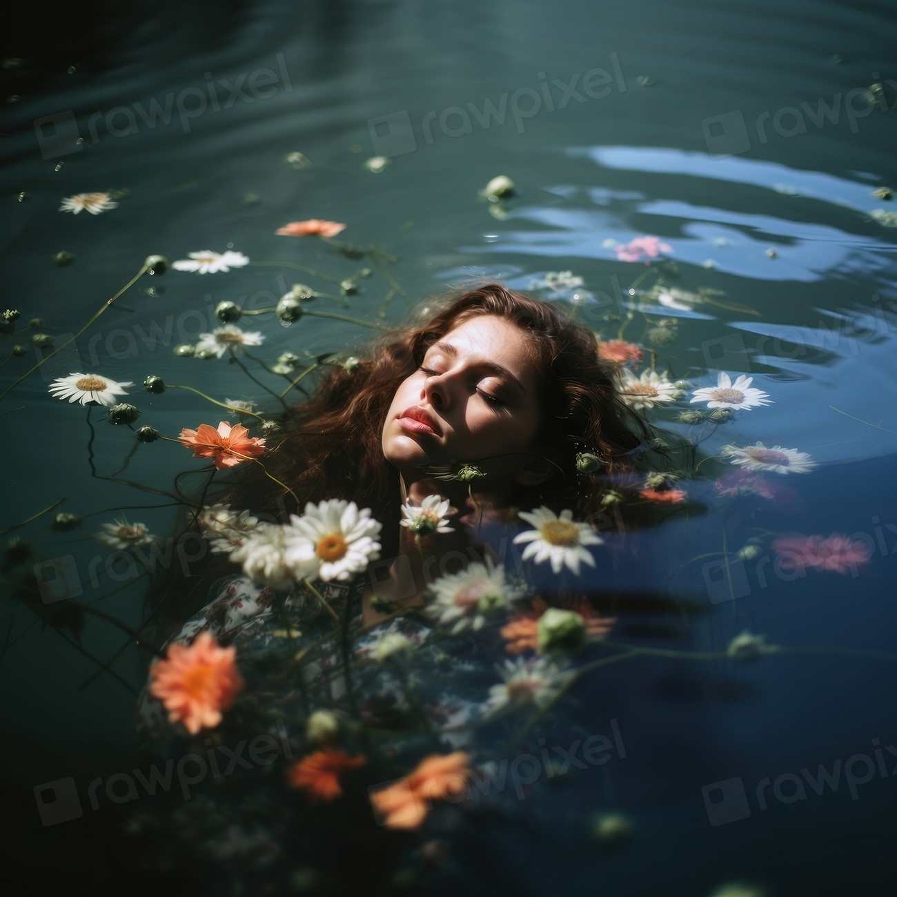 Floating flower swimming portrait | Premium Photo - rawpixel