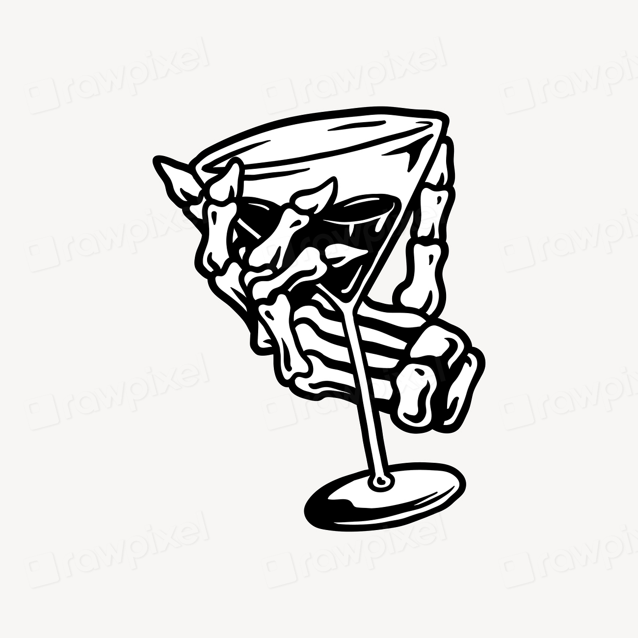 Skeleton hand holding cocktail glass | Premium Vector Illustration ...