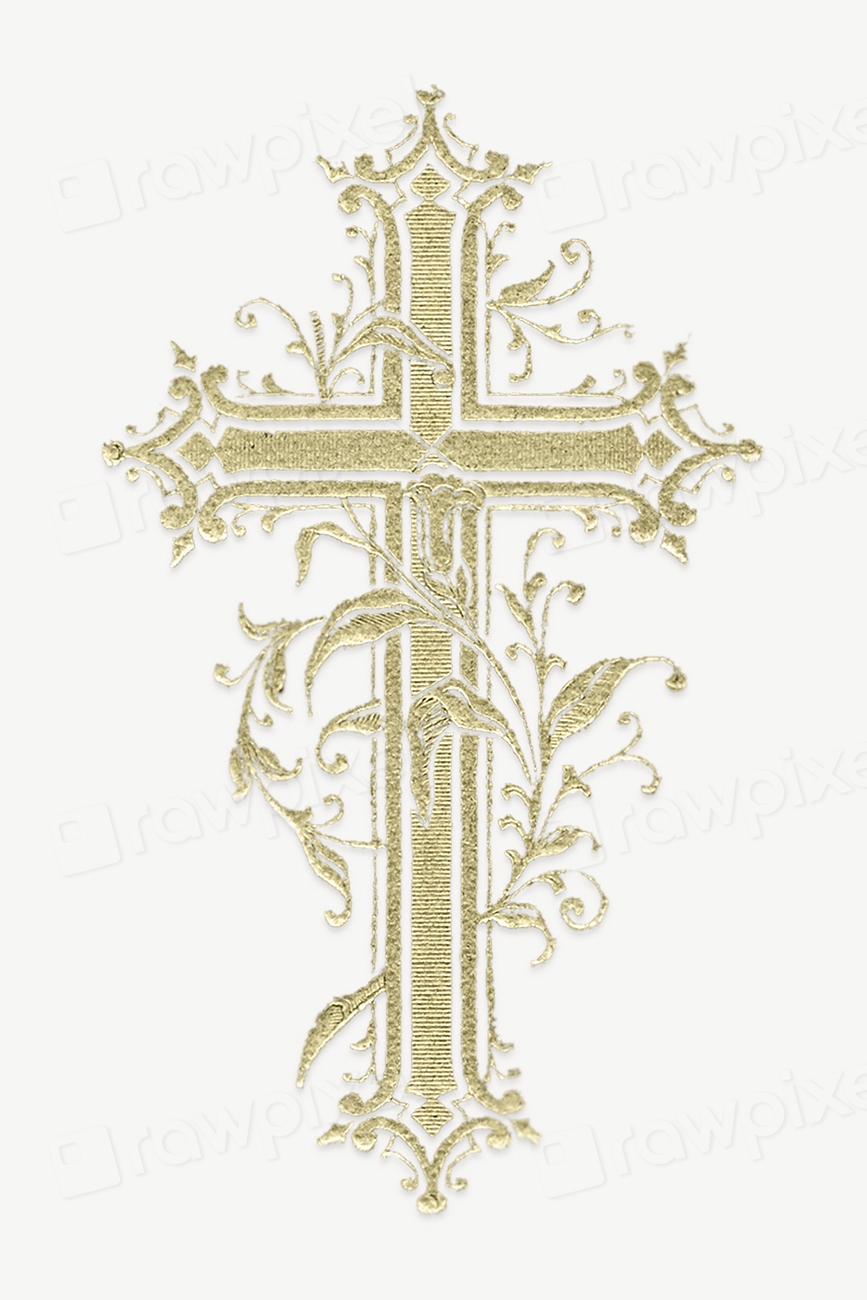 Gold crucifix collage element, isolated | Premium PSD - rawpixel