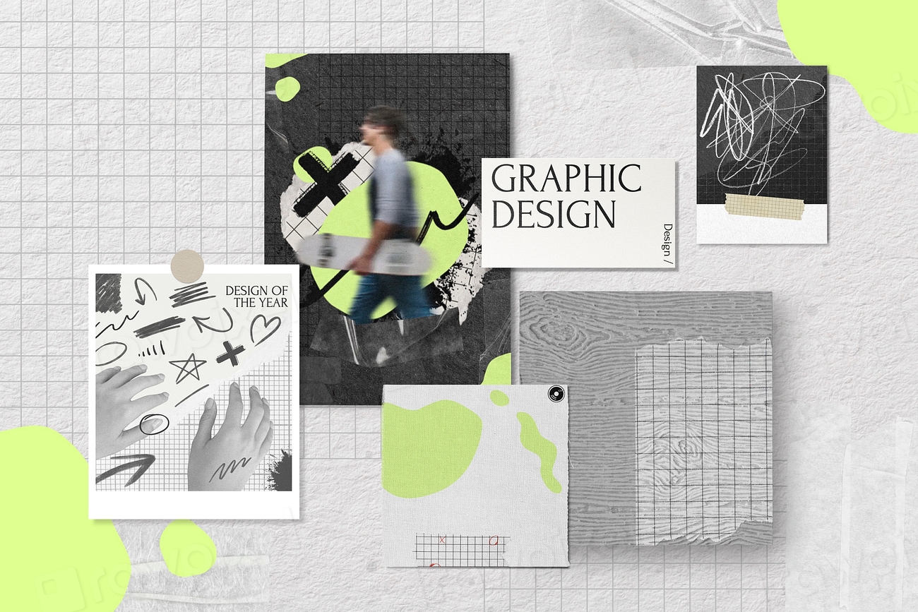 Neon gray mood board mockup, | Premium PSD Mockup - rawpixel