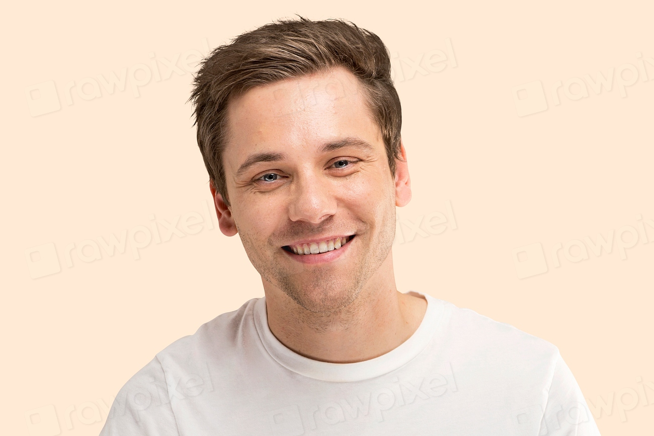 Happy man portrait, white t-shirt | Premium Photo - rawpixel