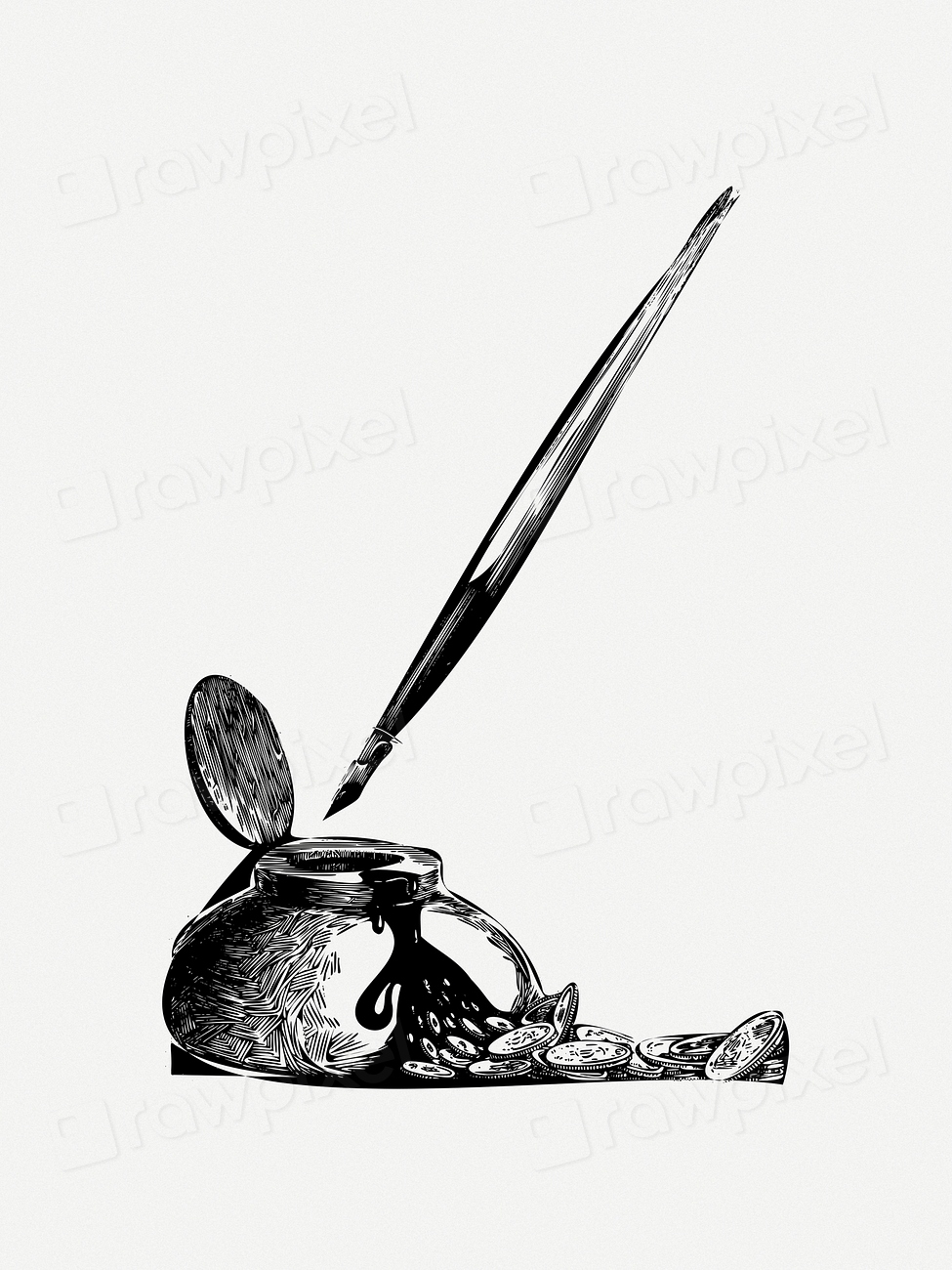 Ink pen clip art psd. | Free PSD - rawpixel