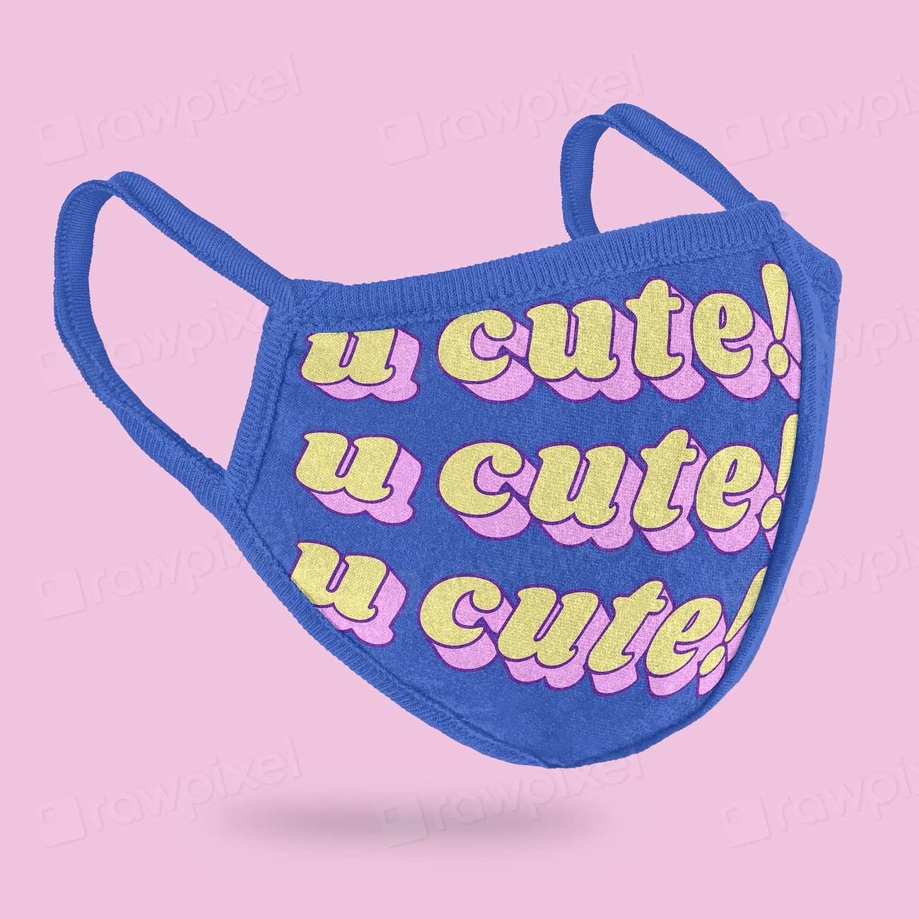 U cute! blue fabric face | Premium PSD Mockup - rawpixel