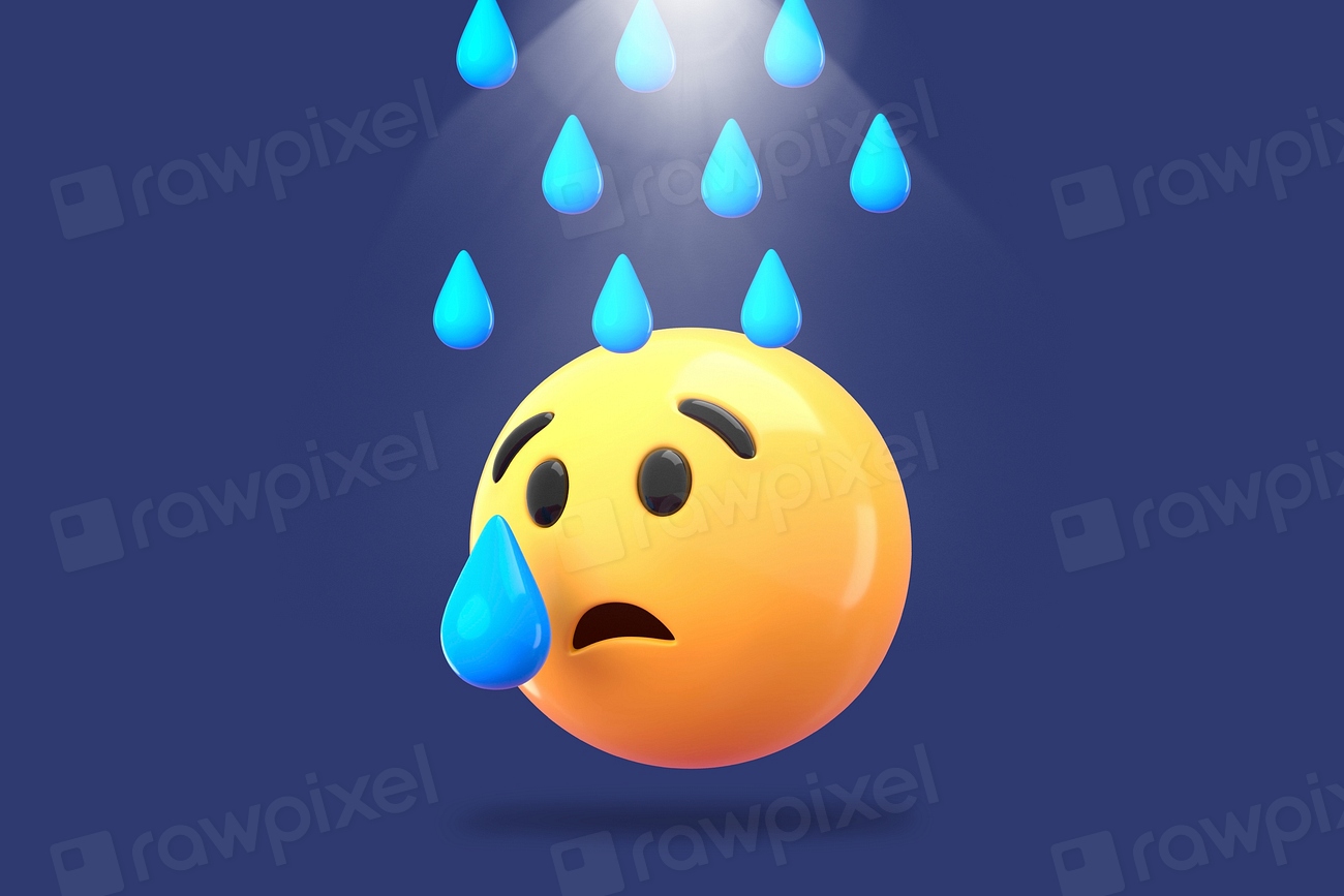Crying face sad emoji, blue | Premium Photo - rawpixel