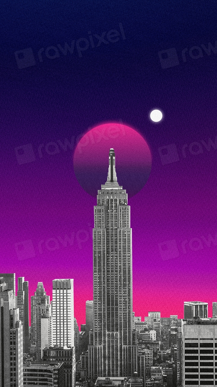 Vaporwave urban, purple iPhone wallpaper | Premium Photo Illustration ...