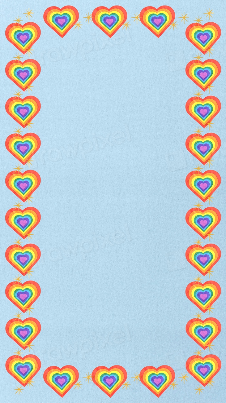 Rainbow heart frame mobile wallpaper, | Premium Photo - rawpixel