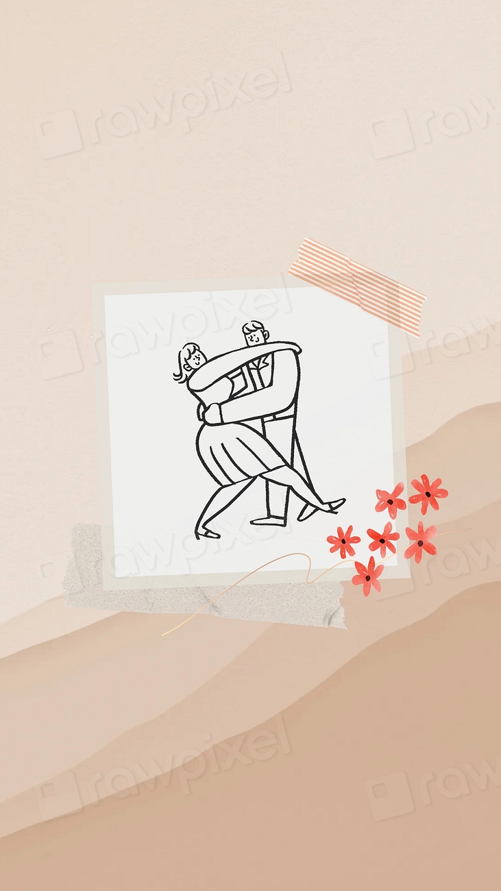 Dancing couple doodle mobile wallpaper, | Premium Photo Illustration ...