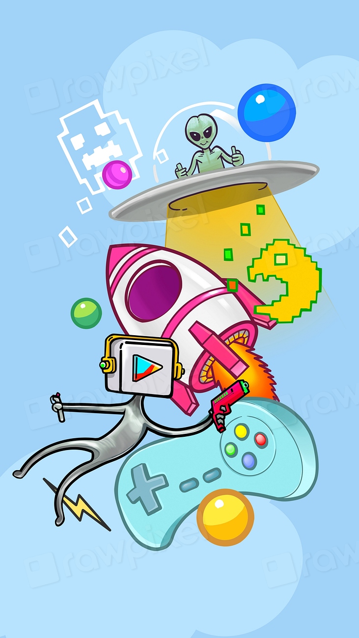 Funky space gaming mobile wallpaper, | Premium Photo Illustration ...