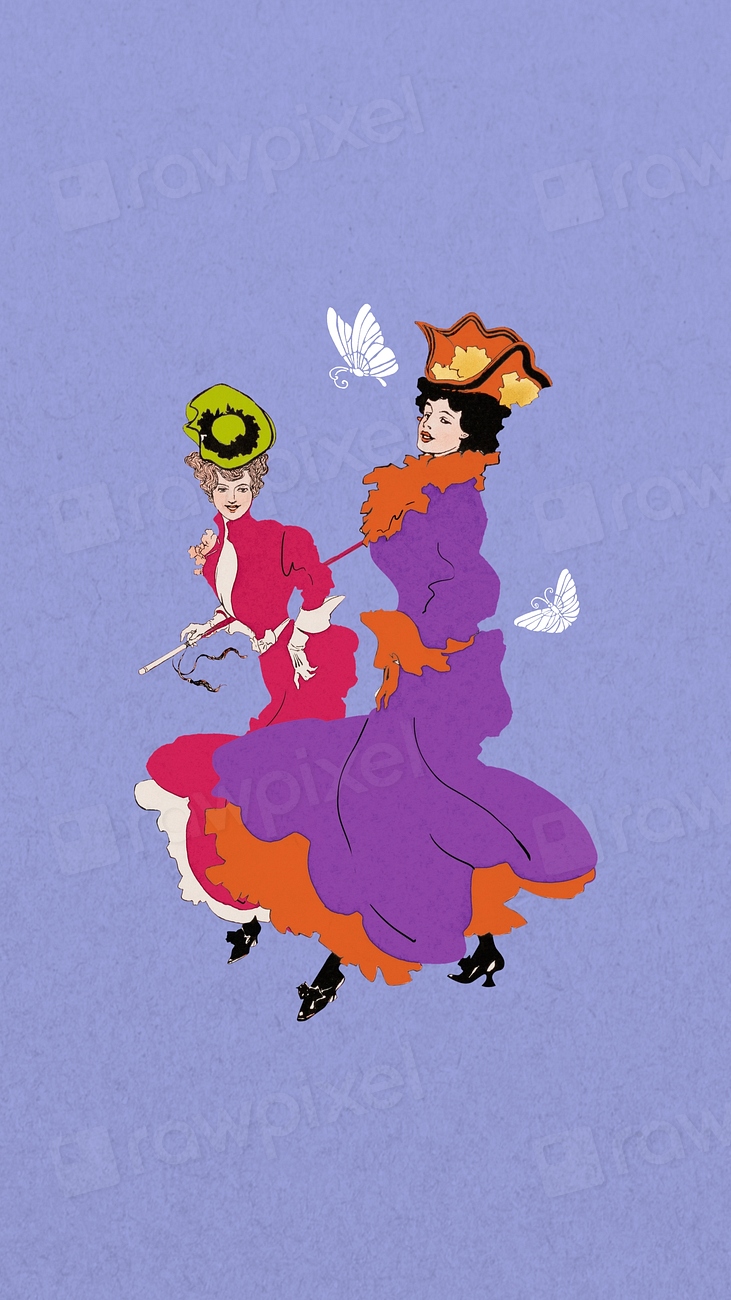 Colorful Victorian women iPhone wallpaper, | Premium Photo Illustration ...